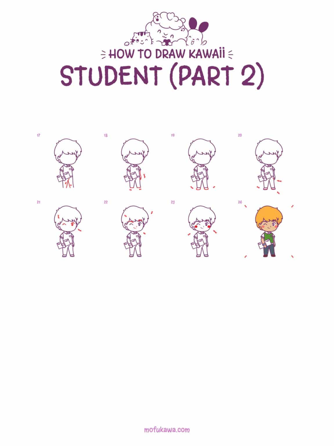 How To Draw A Student - Kawaii Art - Easy Step By Step Guide